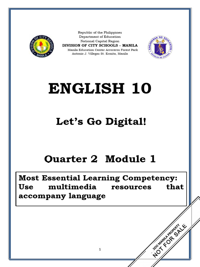 ENGLISH-10 Q2 Mod1 | PDF | Multimedia | Computing