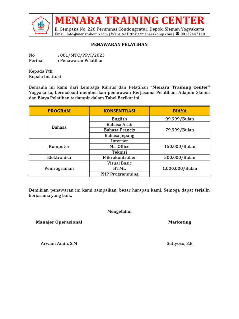 Kop Surat Dan Tabel (ASESSMENT) | PDF