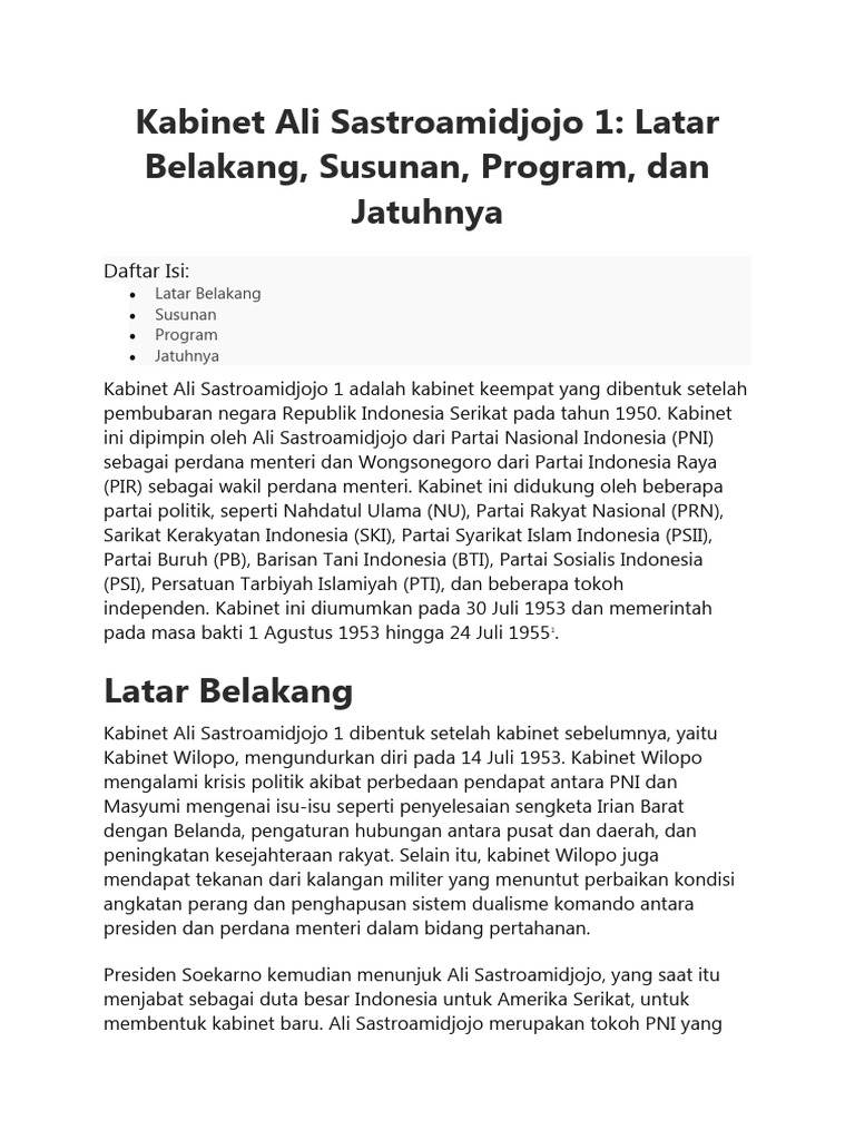 Kabinet Ali Sastroamidjojo 1 Pdf 