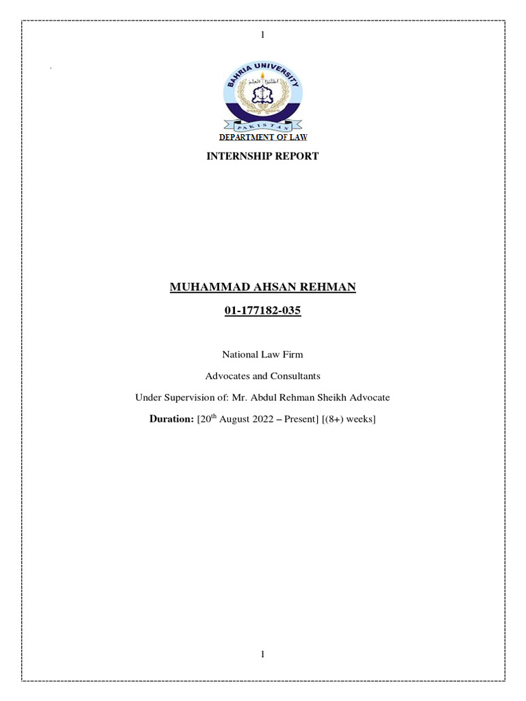 M. Ahsan Rehman Intern Report | PDF | Tribunal | Judge