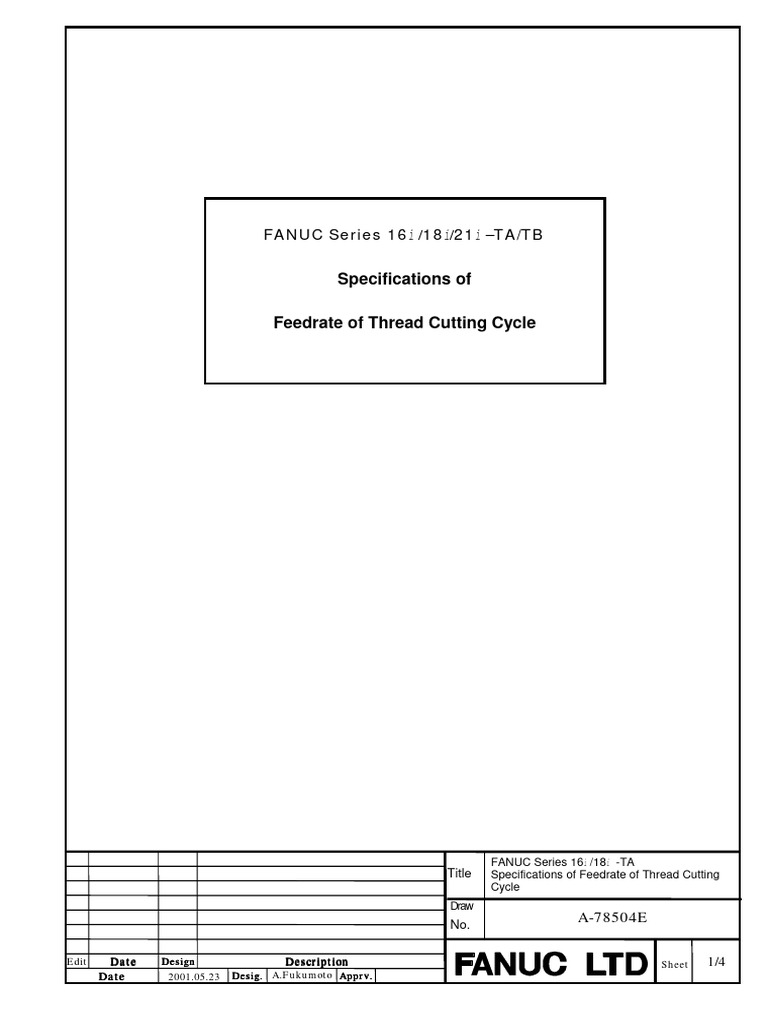 Specifications Of: FANUC Series 16 / 18 / 21 - TA/TB | PDF