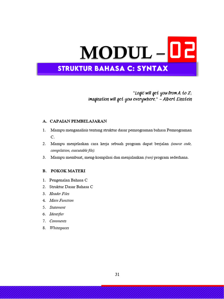 Modul 2 - Struktur Bahasa C | PDF