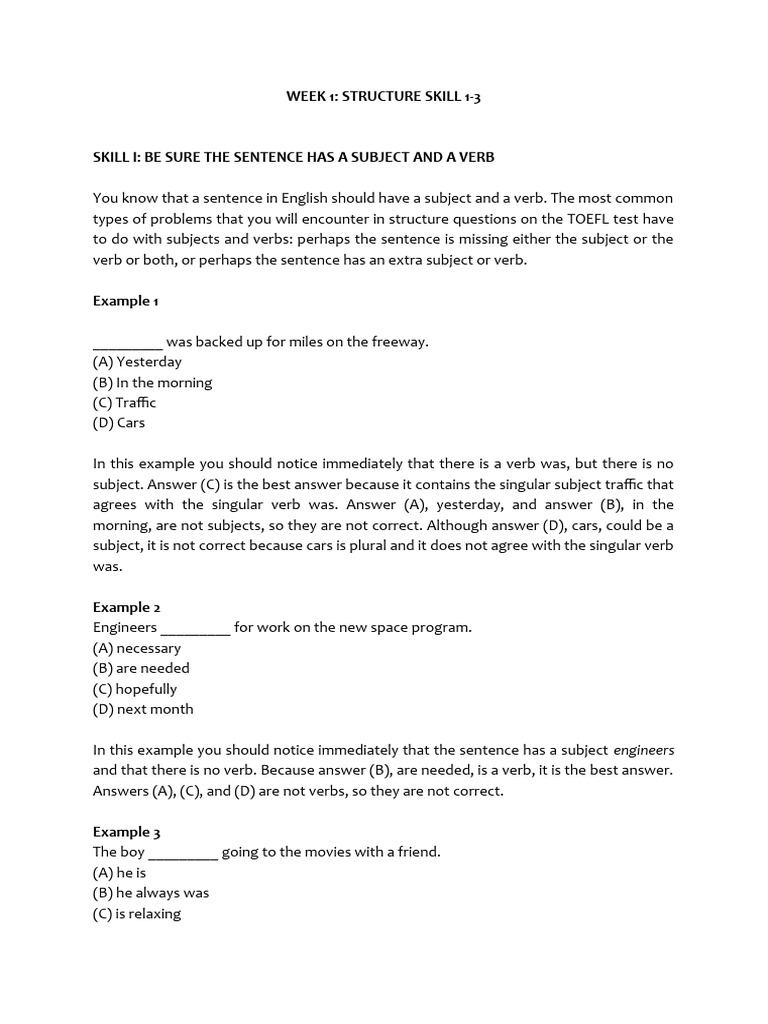 Week 2 - Structure Skill 1 - 3 | PDF