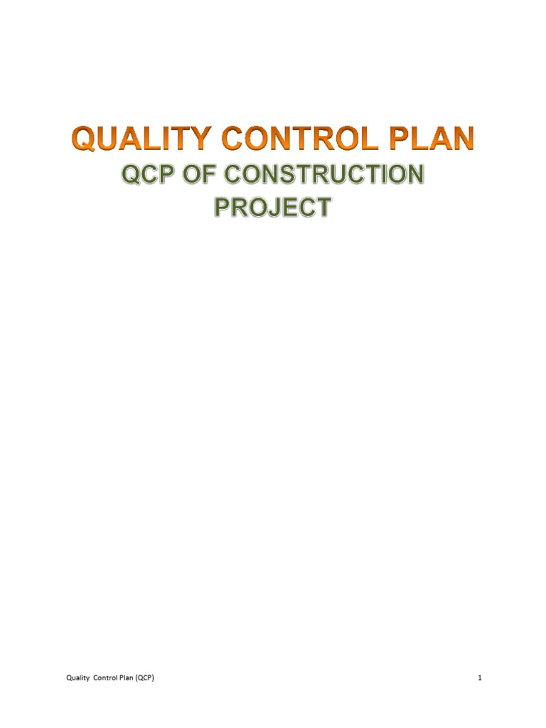 Construction Quality Control Plan (QCP) | PDF