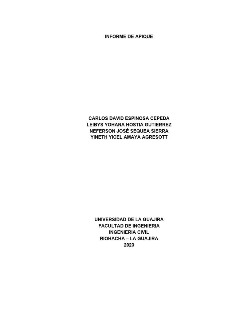 Informe de Apique | PDF | Suelo | Fundación (Ingeniería)