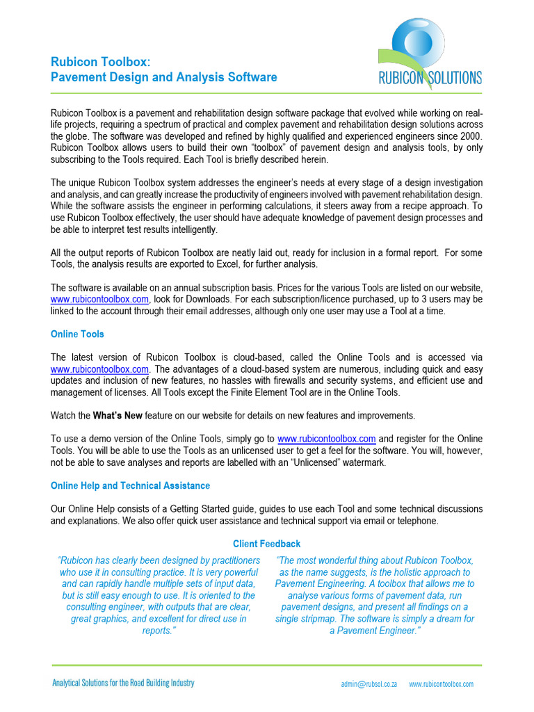 Rubicon Toolbox Technical Brochure Feb 2023 V1 | PDF