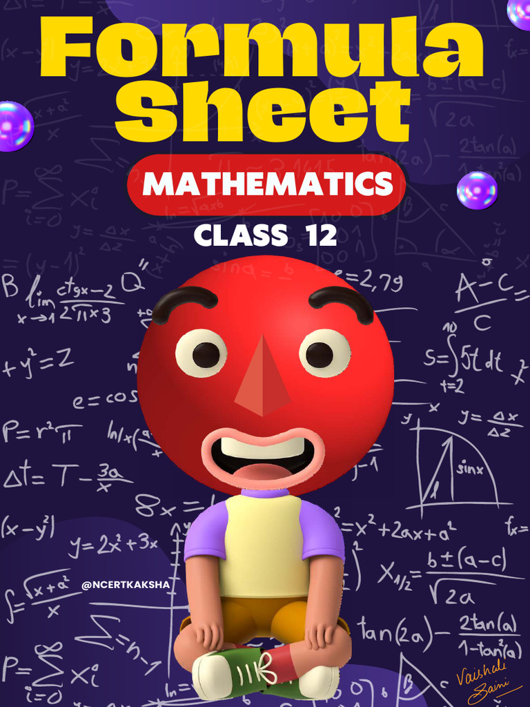 NCERT Kaksha Formula Sheets Math Class 12th PDF | PDF