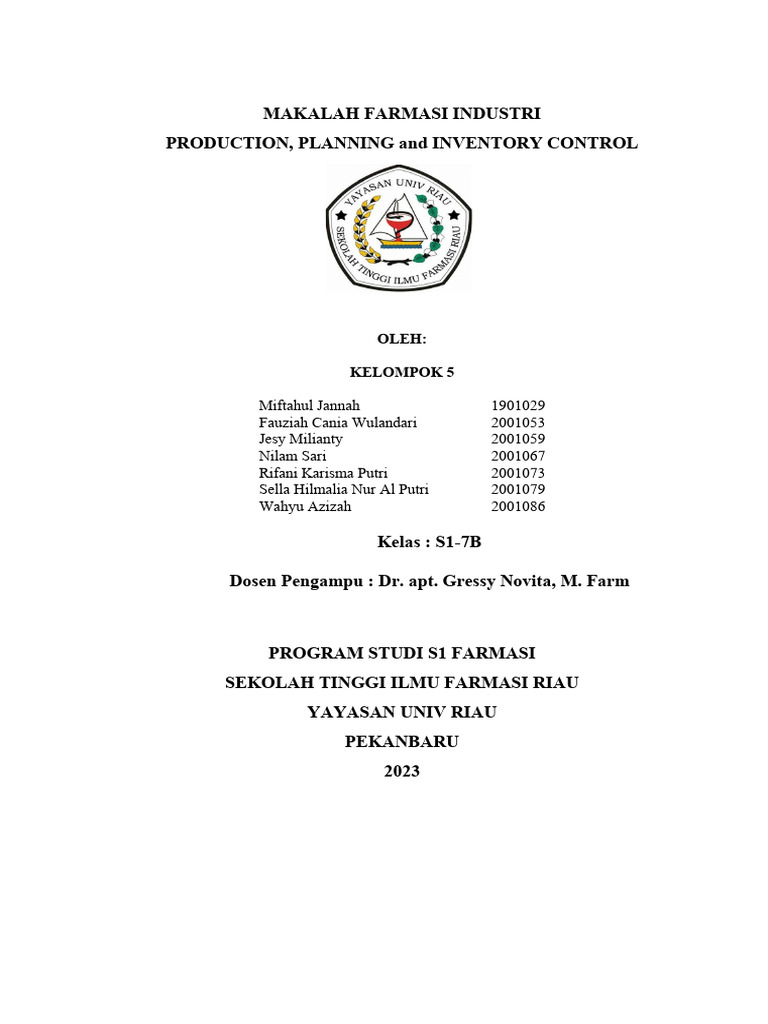 Kel 5 - Farmasi Industri (Makalah PPIC) | PDF
