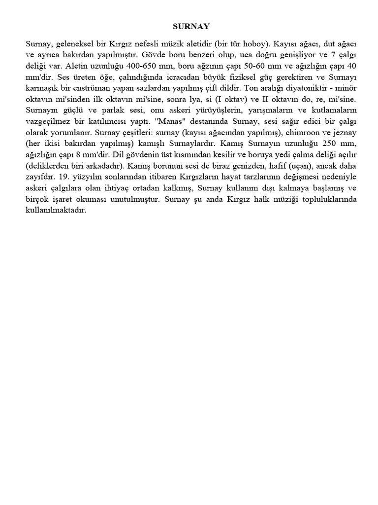 Nurlan. Surnay Qirğizistan | PDF