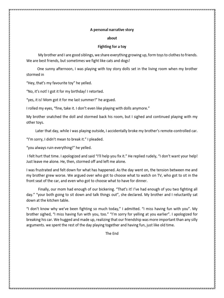 A Personal Narrative Story | PDF