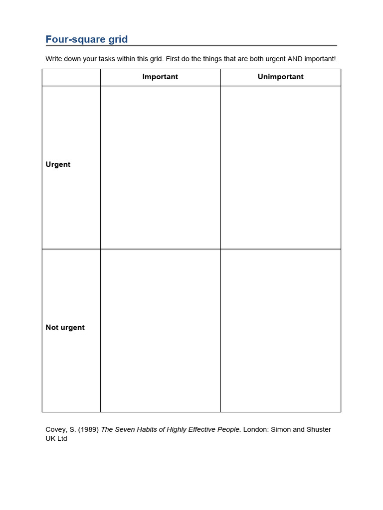 Four Square Grid | PDF