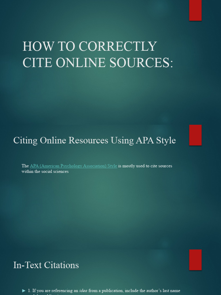 HOW TO CORRECTLY CITE ONLINE SOURCES | PDF