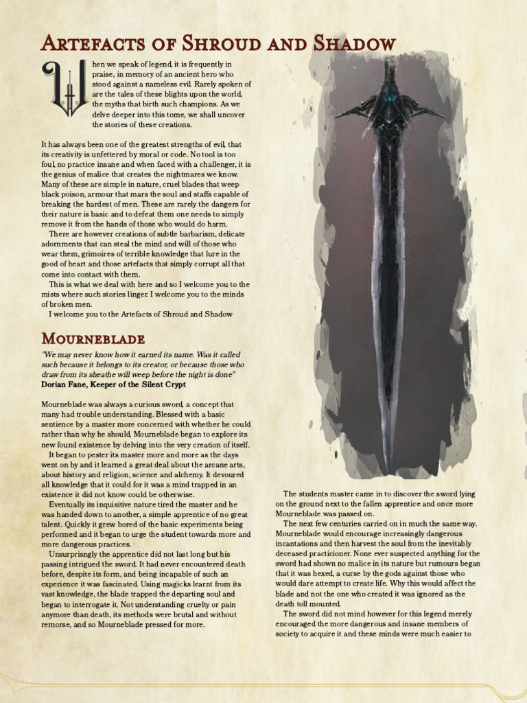 Items of Shroud and Shadow | PDF