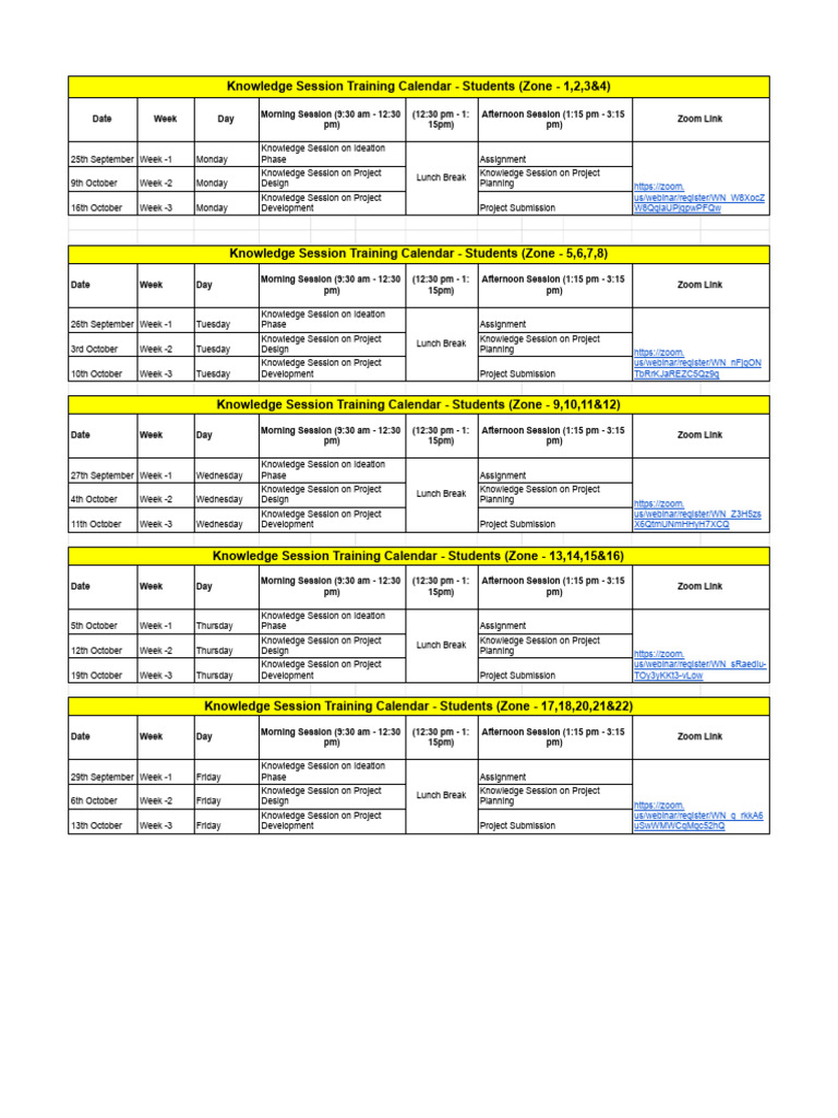 Knowledge Session Training Calendar NaanMudhalvan Engineering | PDF