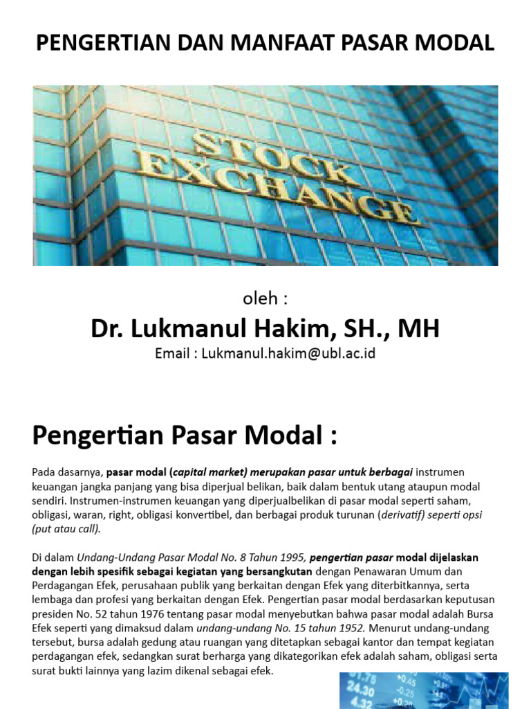 Manfaat dan Fungsi Pasar Modal | PDF