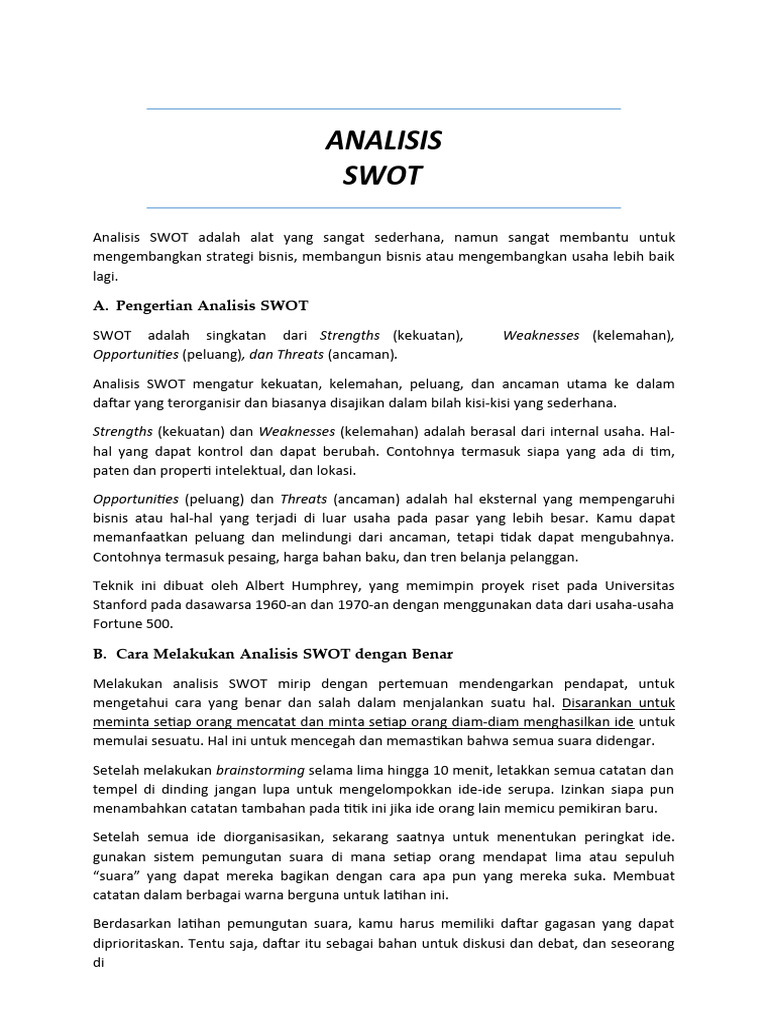 Analisis SWOT | PDF | Bisnis