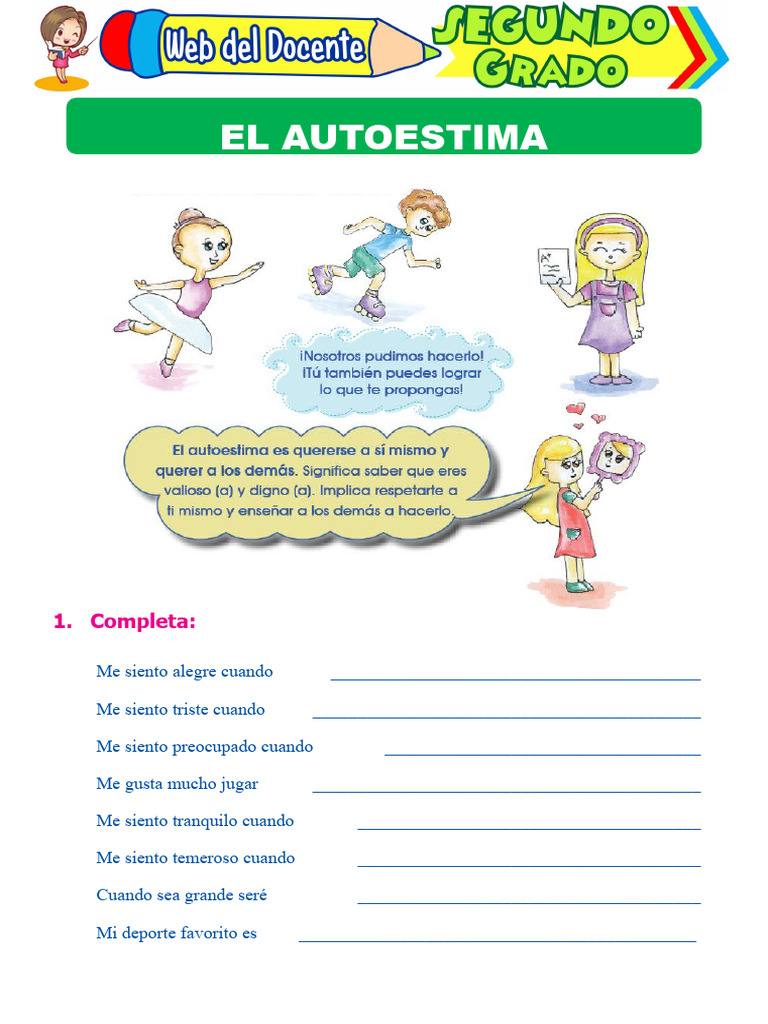 El Autoestima para Segundo Grado de Primaria | PDF