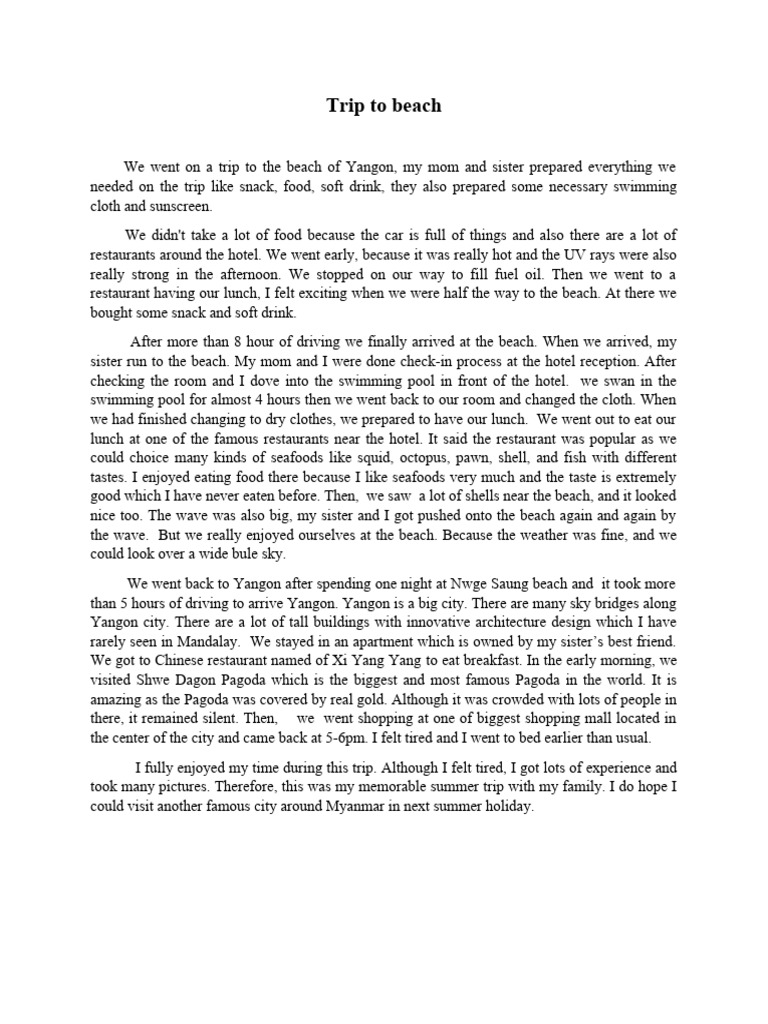 Trip To Beach | PDF