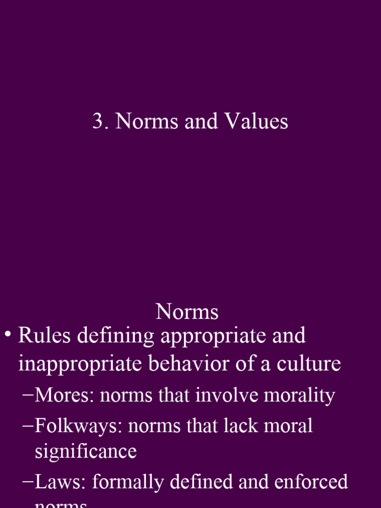 Norms and Values | PDF | Wellness