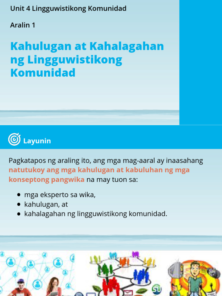 Aralin 1 U4 L1 Kahulugan at Kahalagahan NG Lingguwistikong Komunidad | PDF
