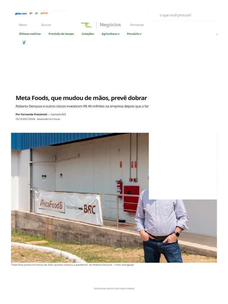 Meta Foods, que mudou de mãos, prevê dobrar receita | PDF