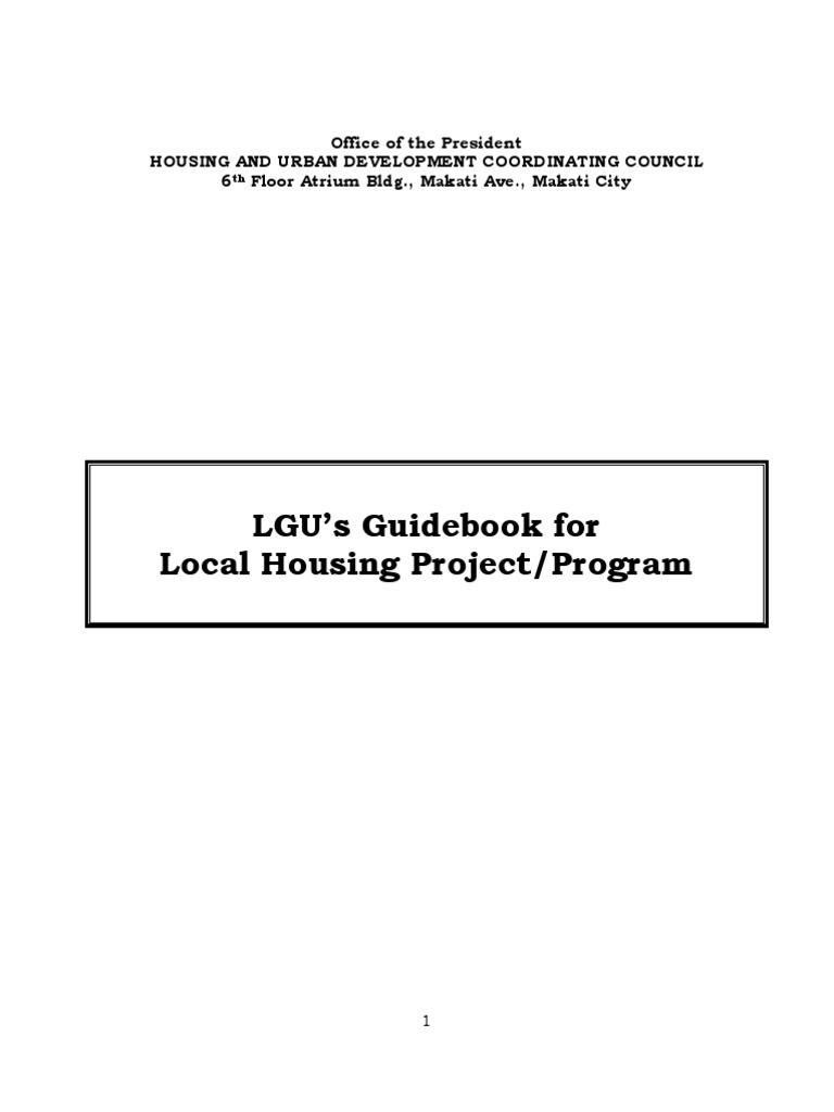 LGU Guidebook For Local Housing Program | PDF | Feasibility Study | Loans