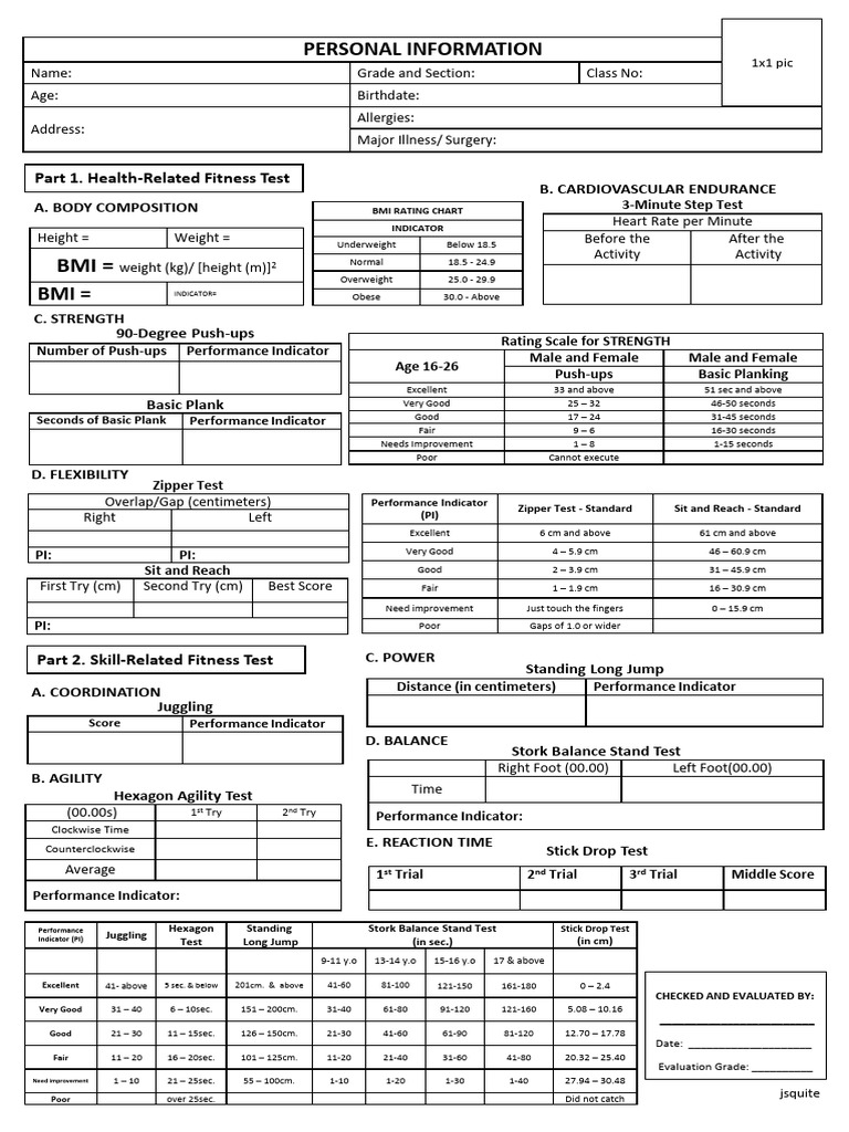Physical Fitness Form | PDF
