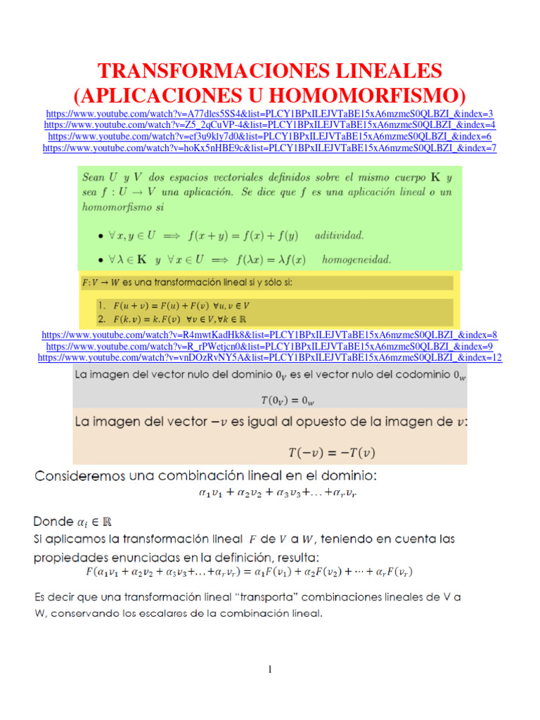 Transformaciones Lineales | PDF