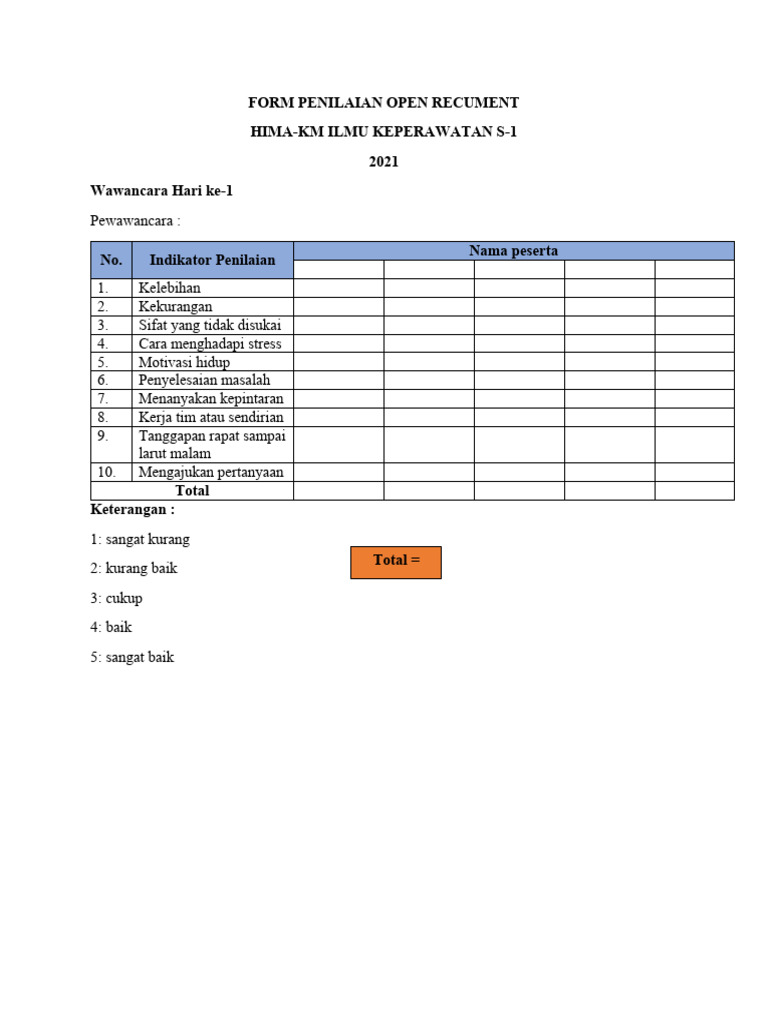 Penilaian Wawancara HIMA-KM Keperawatan | PDF | Karier & Perkembangan