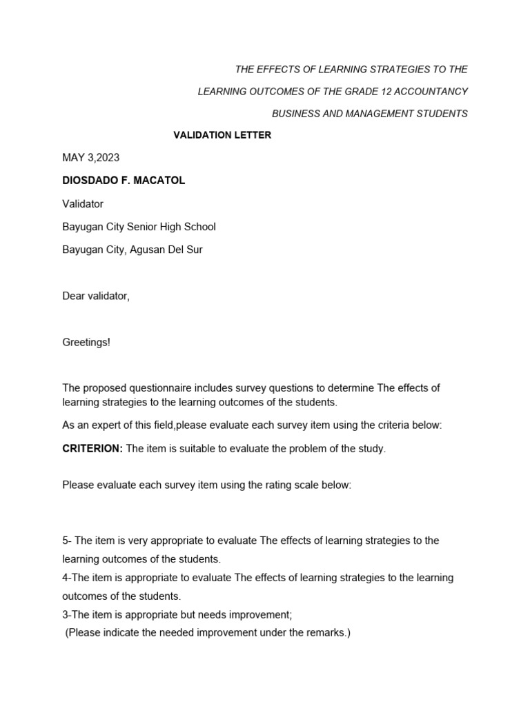 Validation Letter | PDF