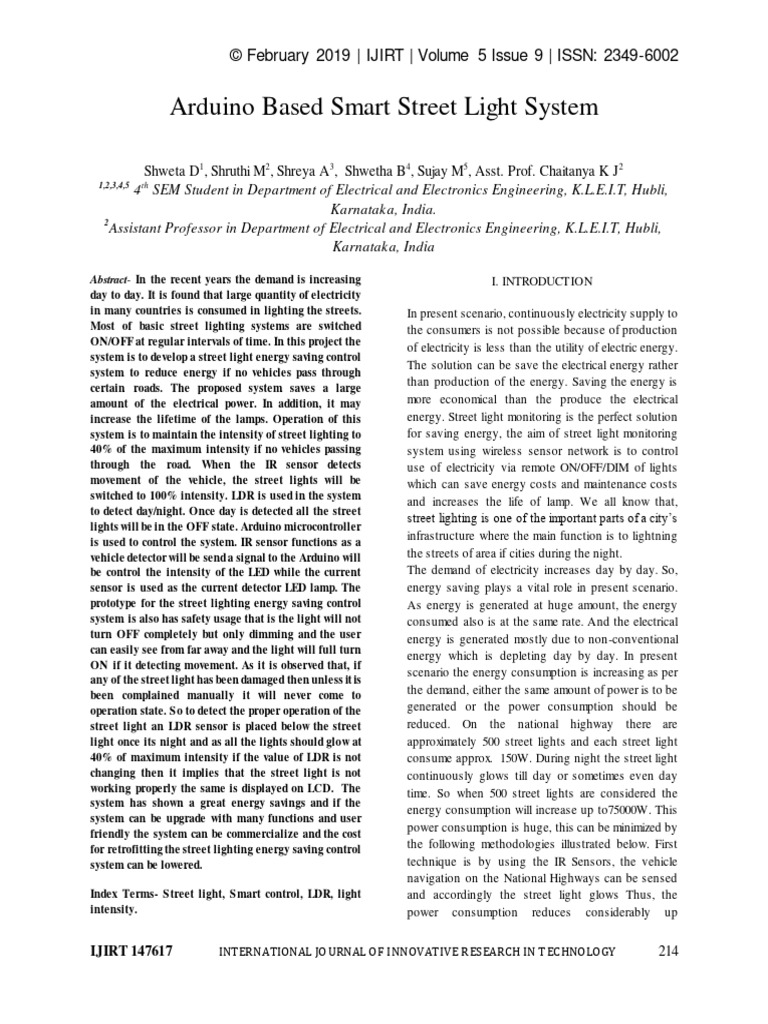 Arduino Based Smart Street Light System | PDF