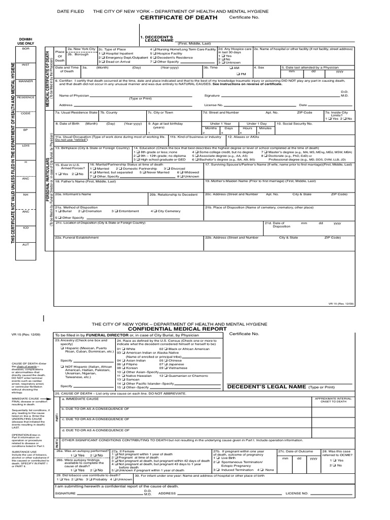 Death Certificate Paper Form | PDF