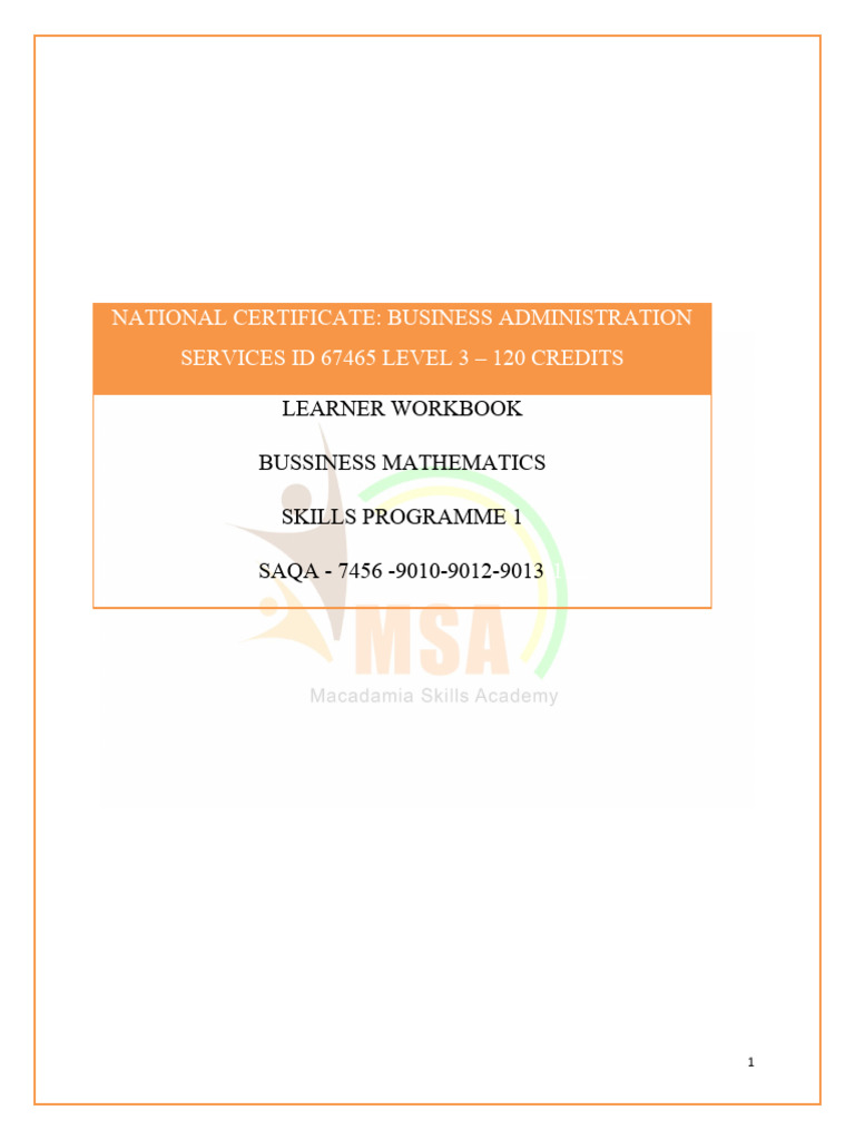 Saqa - 7456 - 9010-9012-9013-11241 - Learner Workbook | PDF
