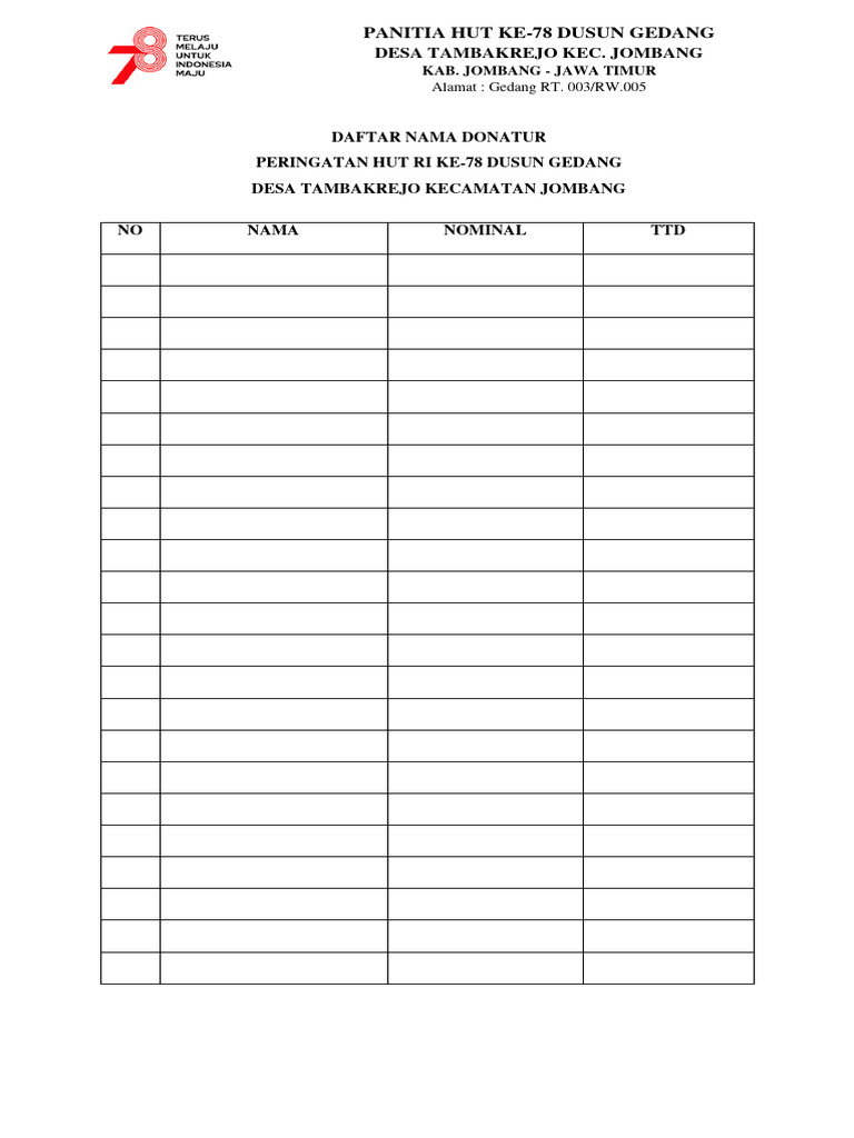 DAFTAR NAMA DONATUR 17 Agustus an | PDF
