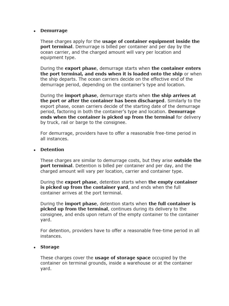 Demurrage, Detension and Storage Fees | PDF | Business | Home & Garden