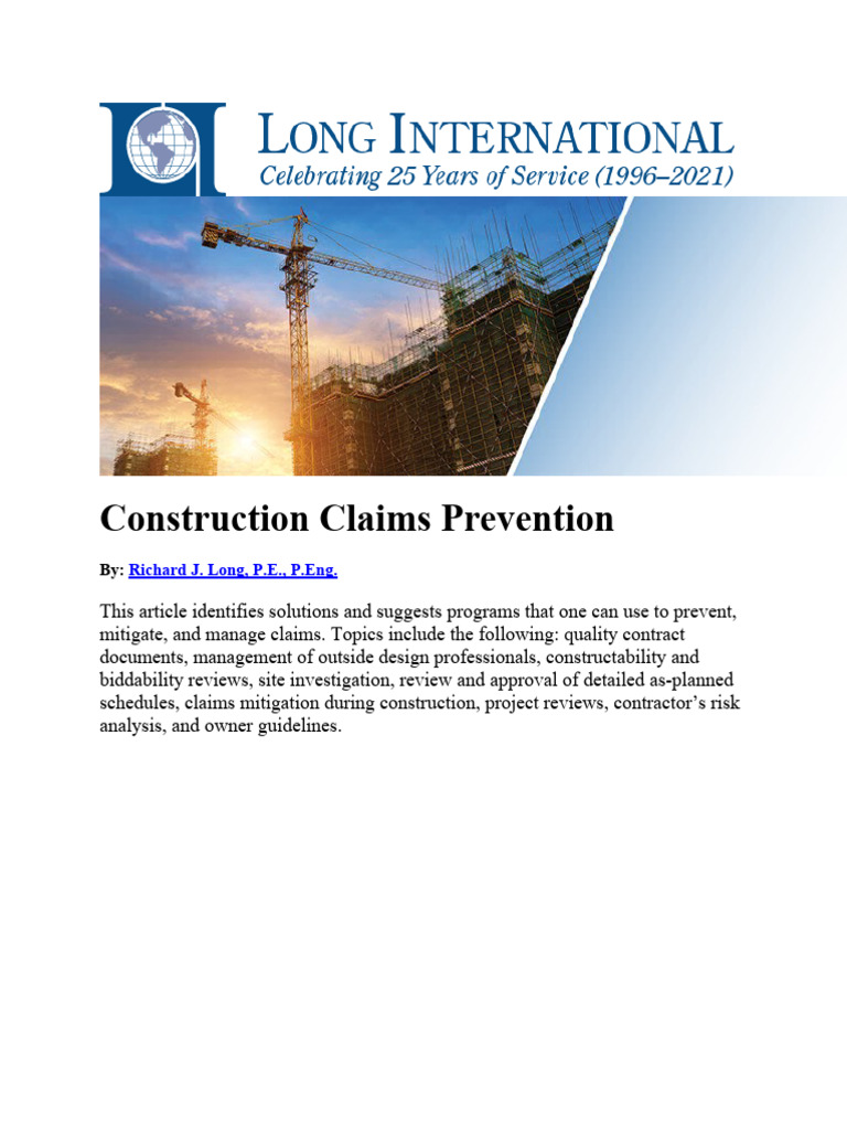 Construction Claims Prevention | PDF