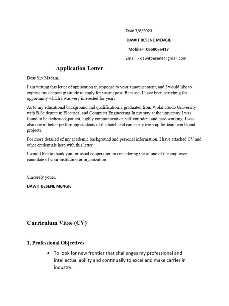 Ato DAWIT Cv | PDF