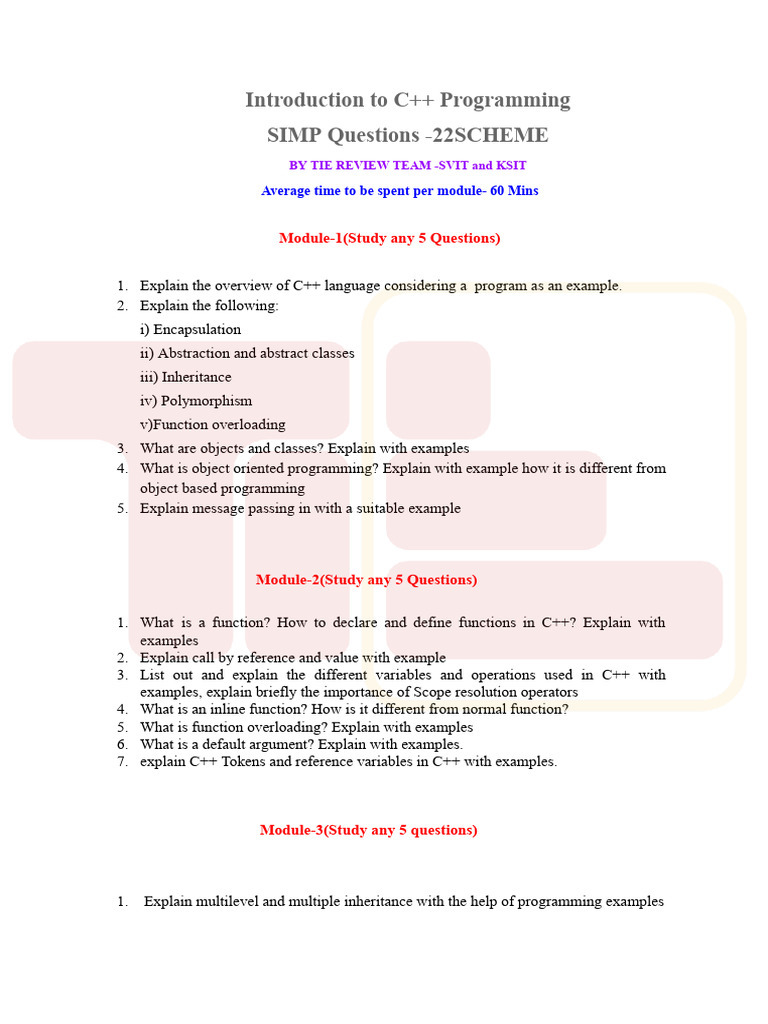 C++ SIMP - Simp QB (1) PDF | PDF | C++ | Class (Computer Programming)