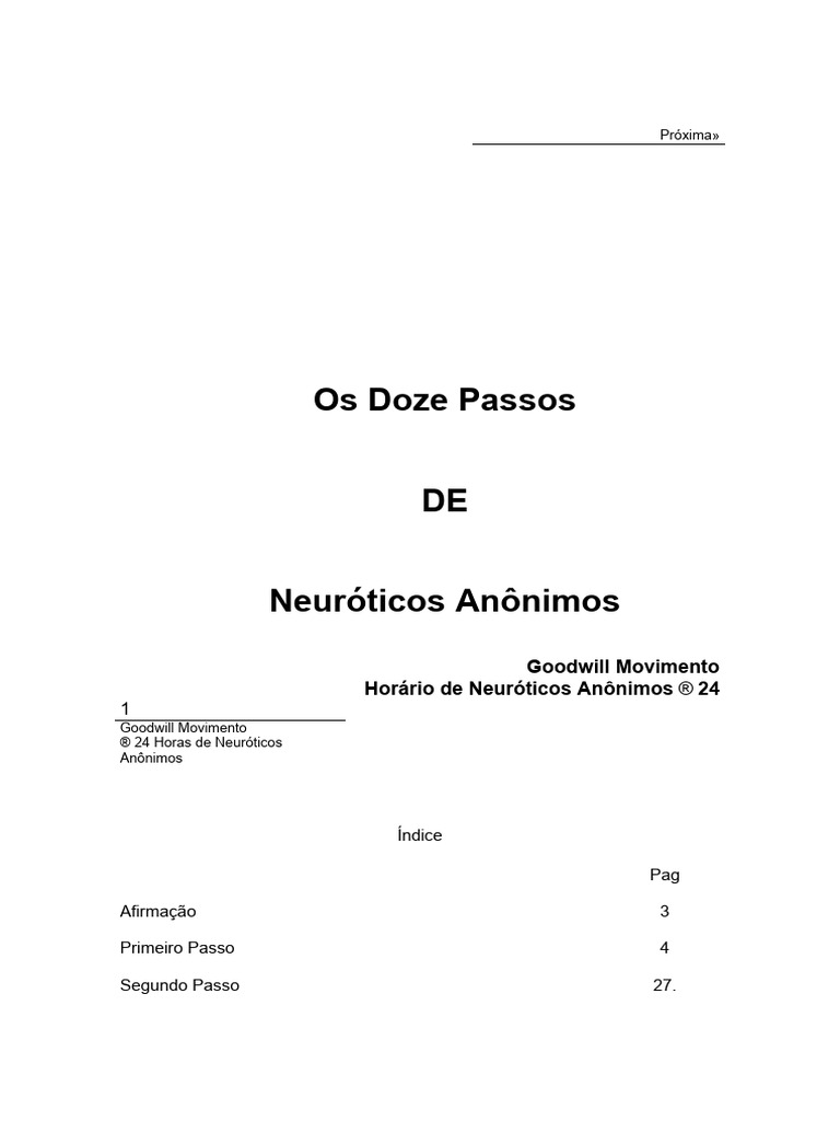 Doze Passos para Neuróticos Anônimos | PDF | Fé | Emoções