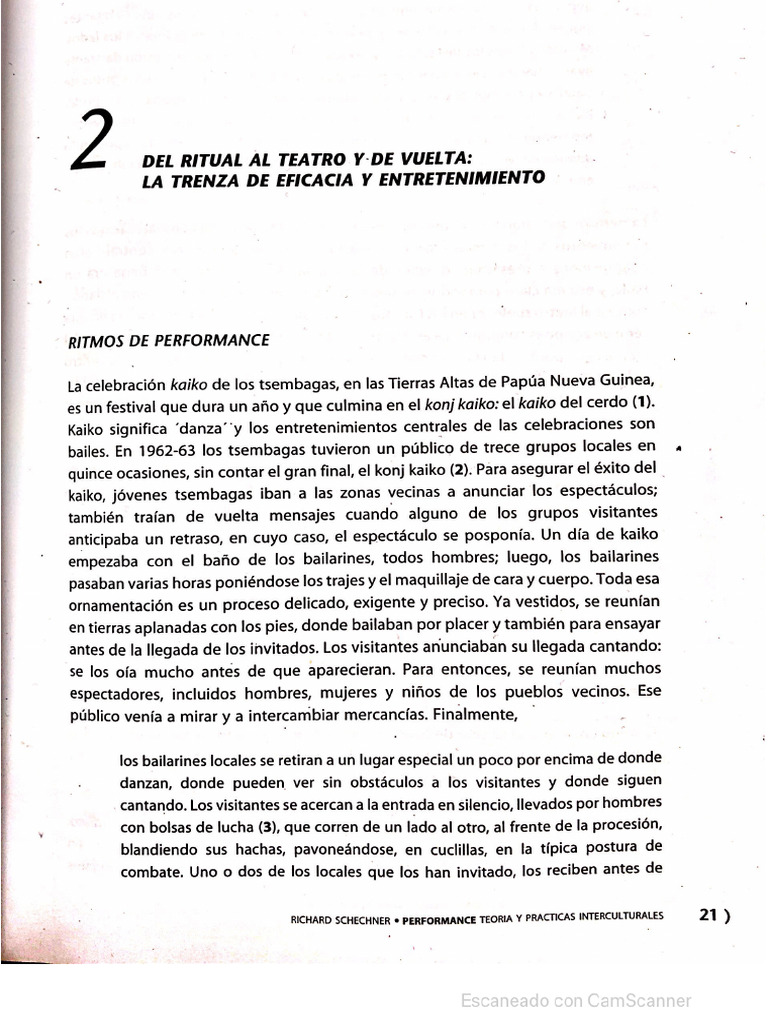 Schechner, R. Del Ritual Al Teatro y de Vuelta | PDF