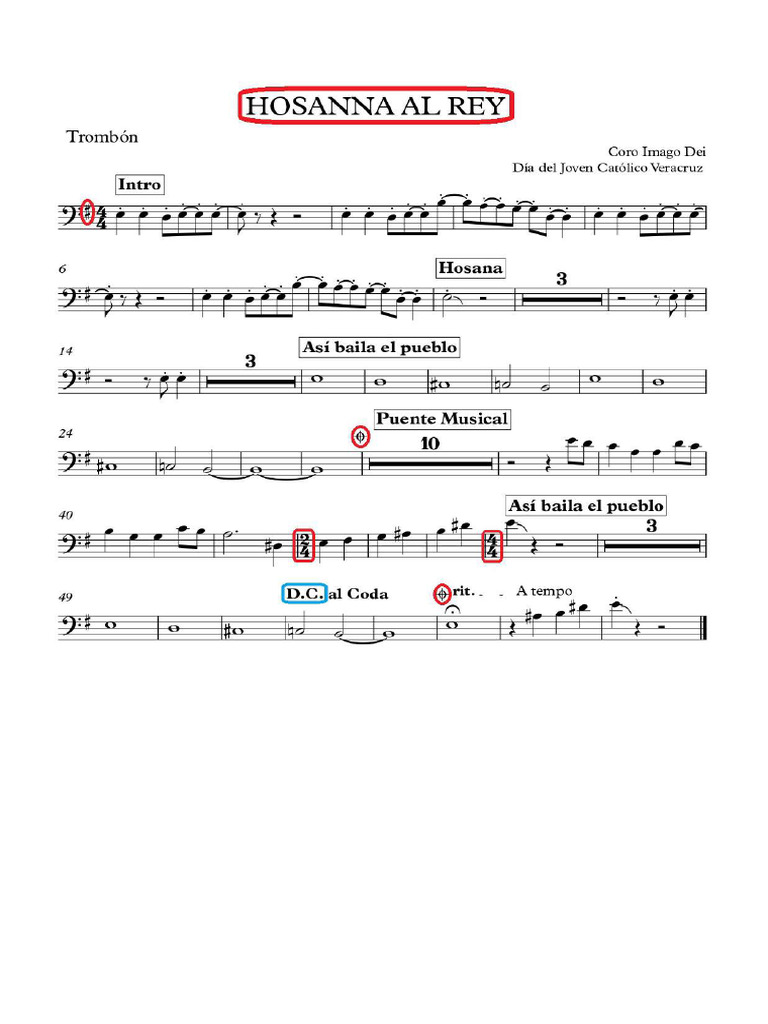 Hosanna Al Rey - Trombón | PDF