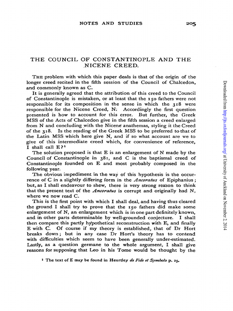 THE COUNCIL OF CONSTANTINOPLE AND THE .NICENE CREED | PDF