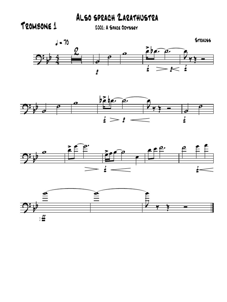 Así Hablaba Zarathustra - Cuarteto de Trombones | PDF