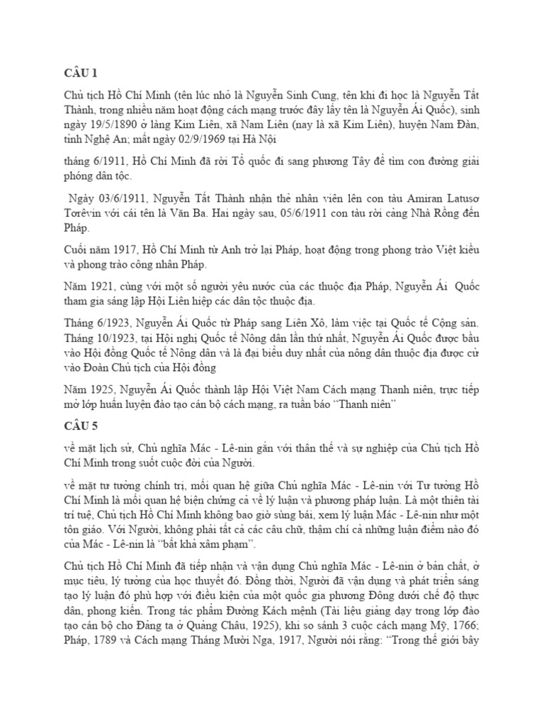 Câu hỏi TT HCM | PDF