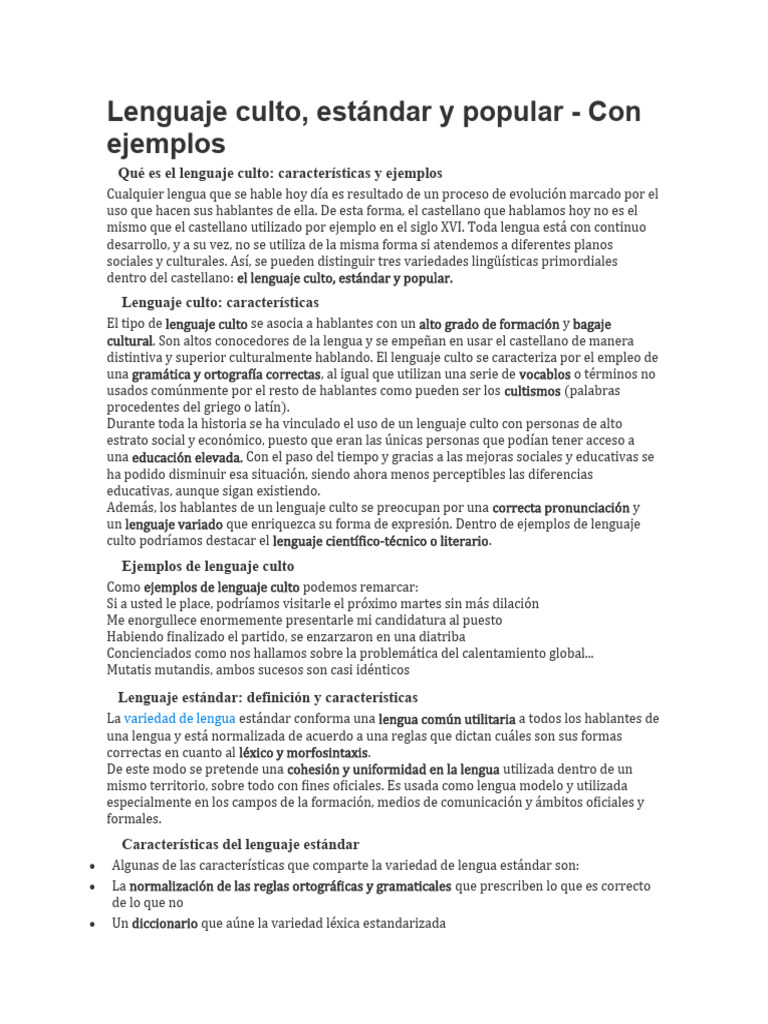 Lenguaje Culto | PDF
