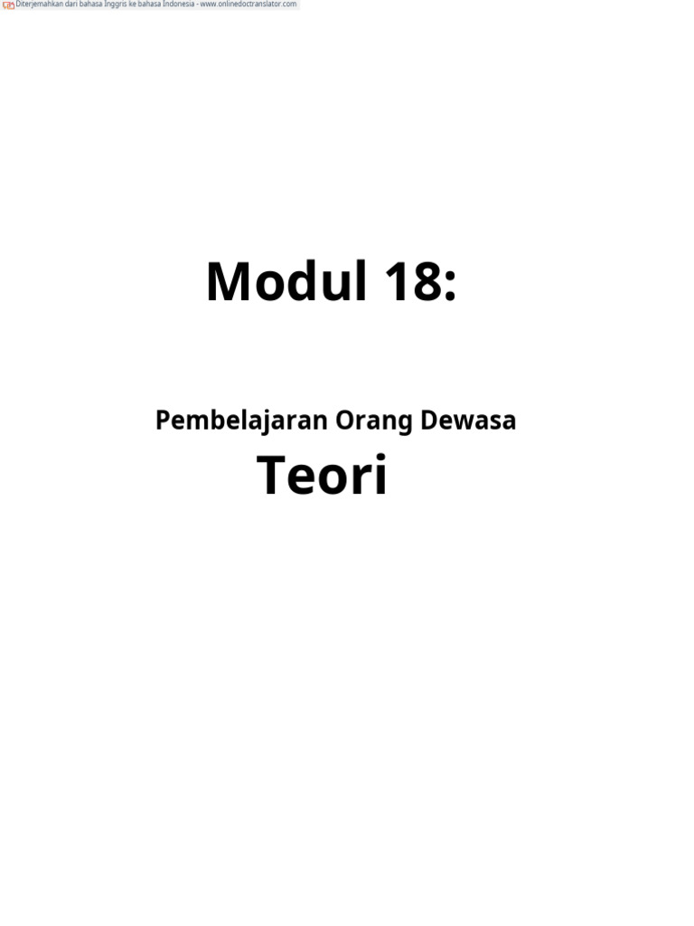 Module 18 Adult Learning Theory En Id Pdf