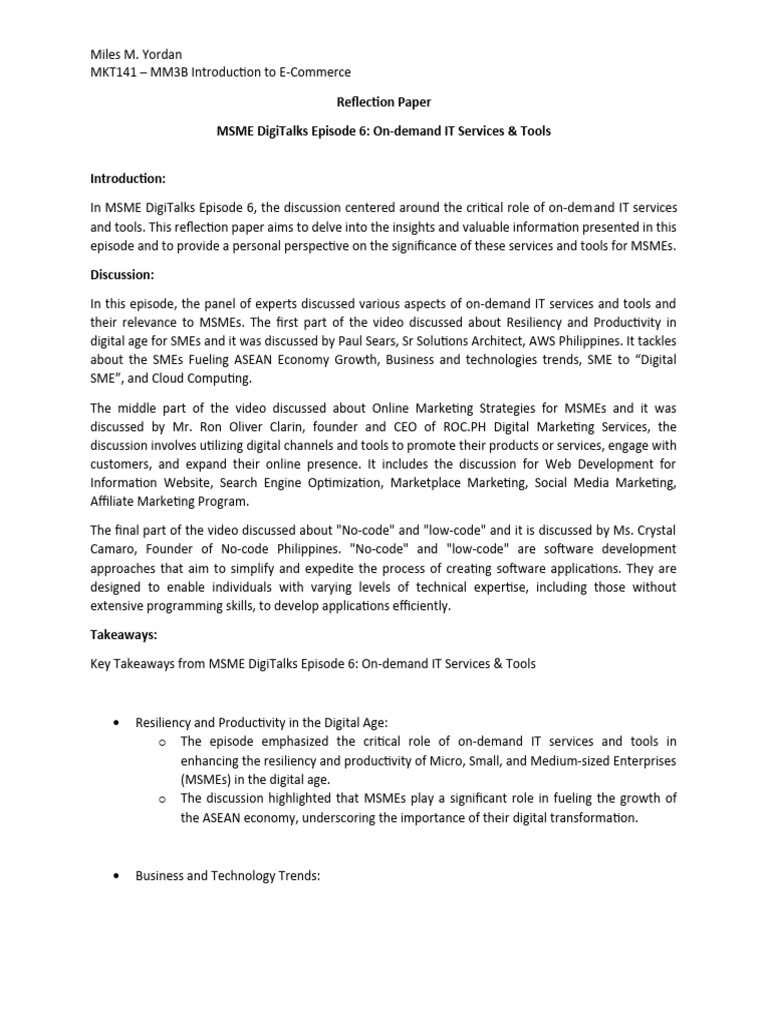 Reflection E Commerce | PDF