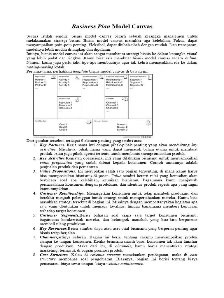 Business Plan Model Canvas | PDF
