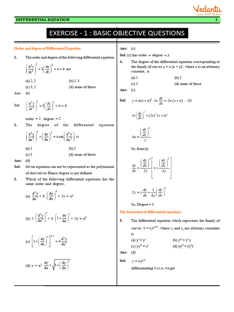 Differential Equation - (Ex.1) | PDF