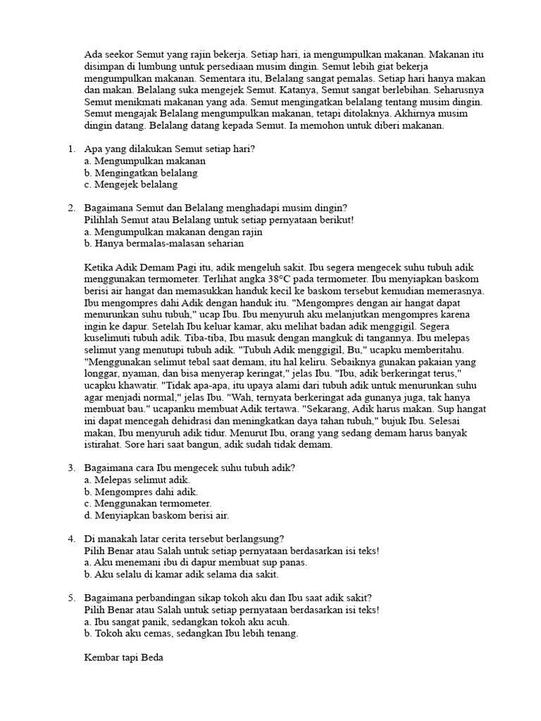 15 Contoh Soal ANBK SD Serta Kunci Jawaban Sebagai Latihan Katadata | PDF